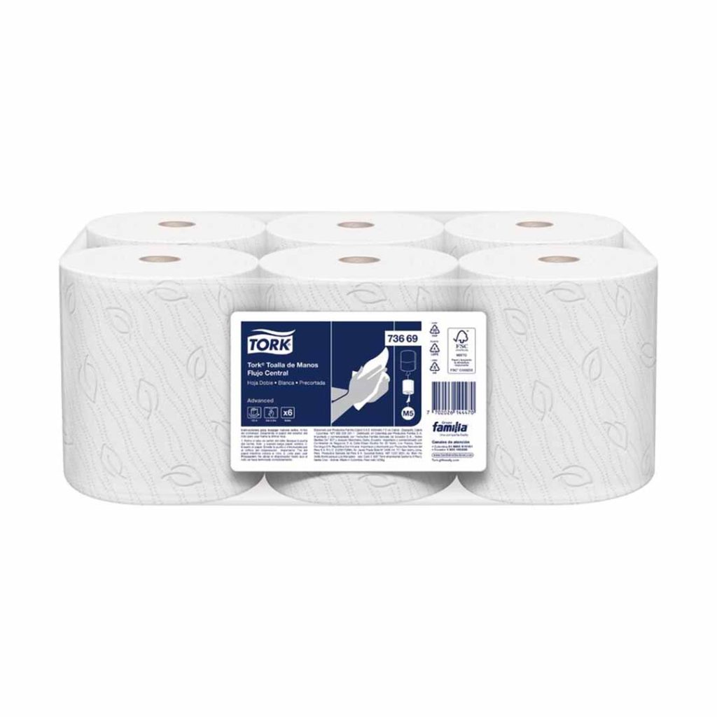 Papel Toalla en Rollo Precortada Blanco 6 x 120 mts - Pisac Perú